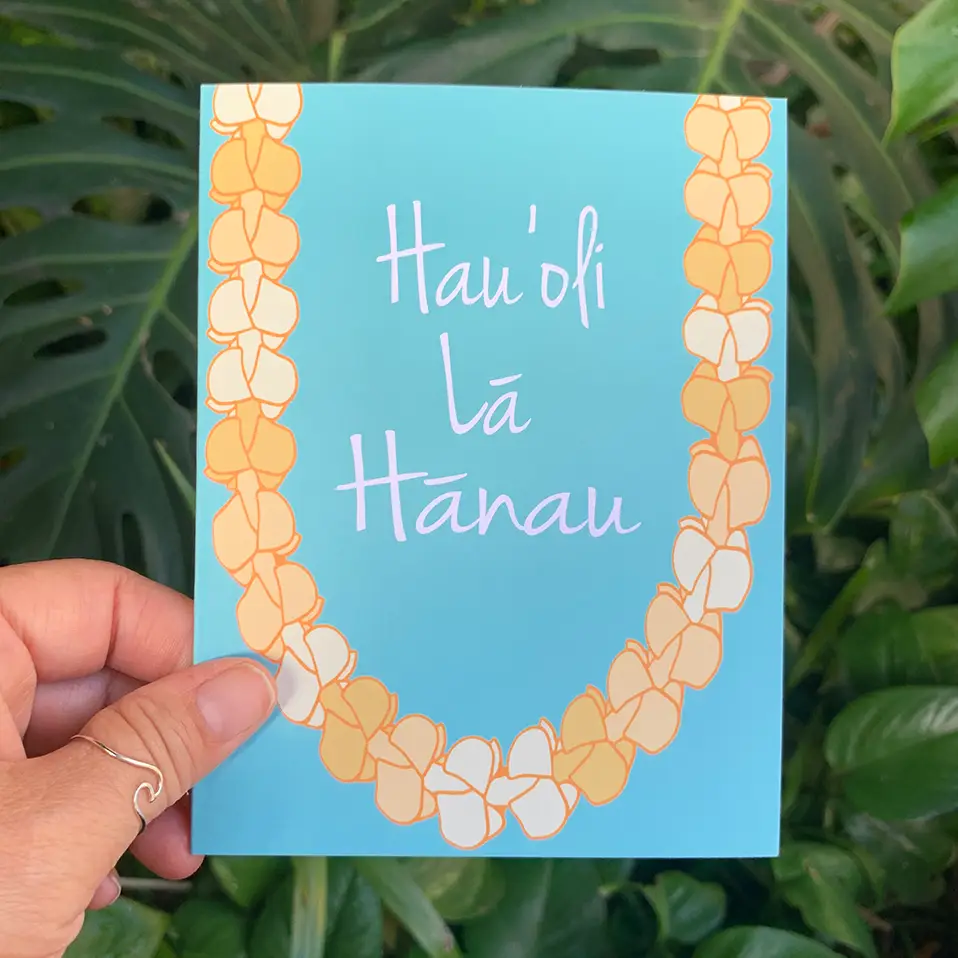 Puakenikeni Hau'oli Lā Hānau Card Blue - DSD – Beachside Boutique Hawaii